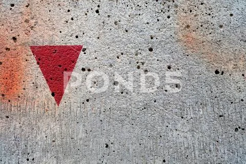 Red Point Sign on Concrete Wall Texture Background. Stock Image #132575876
