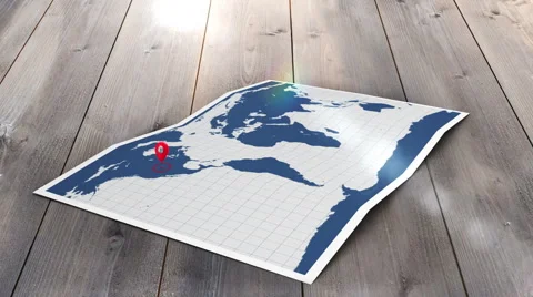 Red pointer on a world map with lens fla... | Stock Video | Pond5