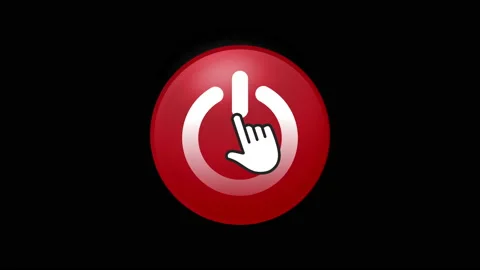 Red Power Button Click Animation on Blac... | Stock Video | Pond5
