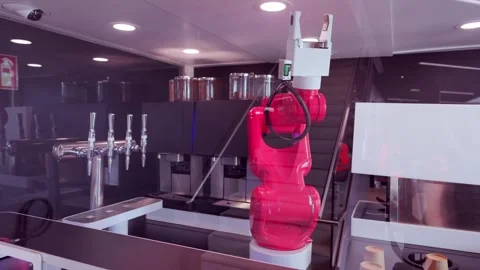 red programmable Tesla robot, robotic me... | Stock Video | Pond5