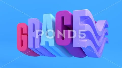 Red Purple Blue Grace Lettering 3D Extrude Wavy Text Effect Against ...