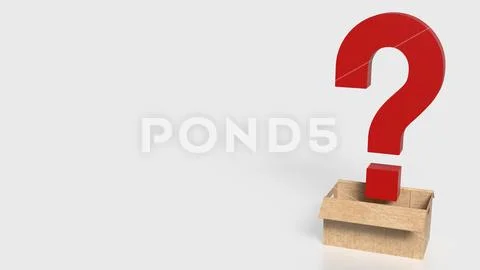 The red question mark in paper box on white background 3d rendering ...