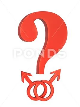 Red question mark with two male symbols Stock Photo #140956245