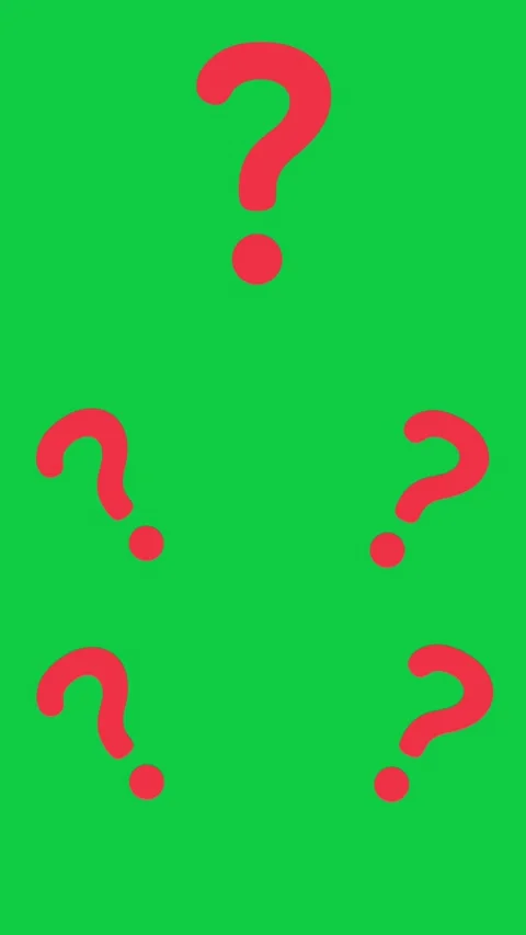 Red question marks pop up on green scree... | Stock Video | Pond5