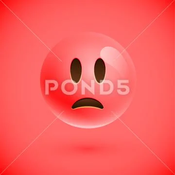 Red realistic emoticon smiley face, vector illustration ~ Clip Art ...