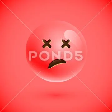 Red realistic emoticon smiley face, vector illustration Illustration ...