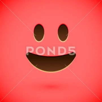 Red realistic emoticon smiley face, vector illustration ~ Clip Art ...