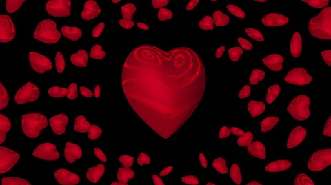 Red rotating hearts with big heart on bl... | Stock Video | Pond5