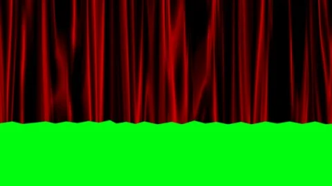 Red satin curtain rising to reveal a gre... | Stock Video | Pond5
