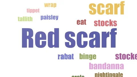 Red Scarf Word Cloud Animated On White B... | Stock Video | Pond5