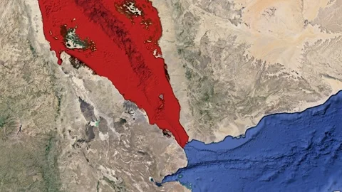 Red Sea animated satellite map with the ... | Stock Video | Pond5