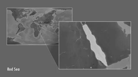 Red Sea. Grayscale map. Patterson Cylind... | Stock Video | Pond5