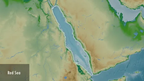 Red Sea. Physical map. Patterson Cylindr... | Stock Video | Pond5