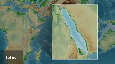Red Sea. Physical map. Patterson Cylindr... | Stock Video | Pond5