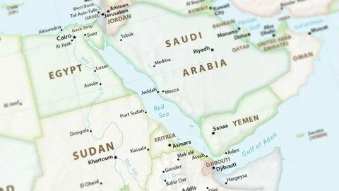 Red Sea on a political map of the world ... | Stock Video | Pond5
