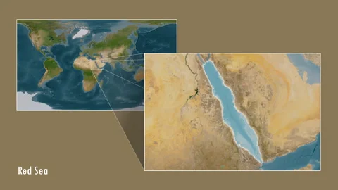 Red Sea. Satellite map. Patterson Cylind... | Stock Video | Pond5