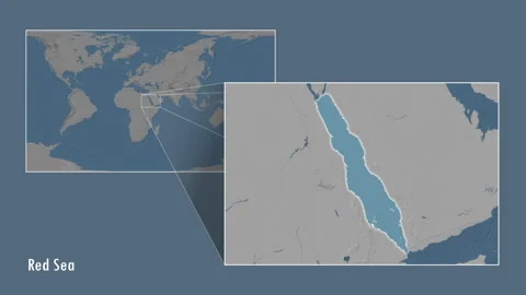Red Sea. Steel Blue map. Patterson Cylin... | Stock Video | Pond5
