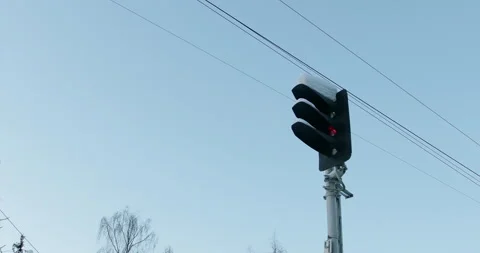 Red signal of the railway traffic light.... | Stock Video | Pond5
