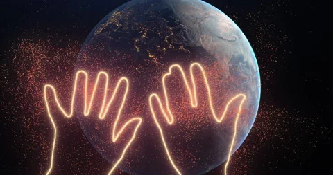 Red silhouette hands wave their palm in ... | Stock Video | Pond5