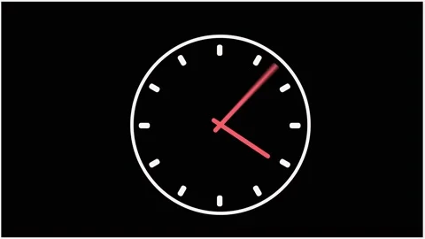 Red simple clock on black background. Ha... | Stock Video | Pond5