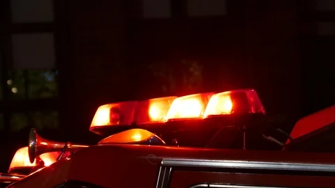Red sirens on top of firetruck | Stock Video | Pond5