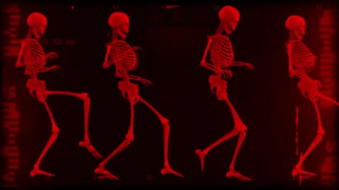 Red Skeleton Creeping Walk Cycle Loop | Stock Video | Pond5