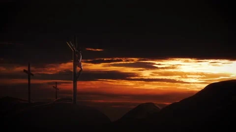 Red sky and clouds The cross of Jesus Ch... | Stock Video | Pond5