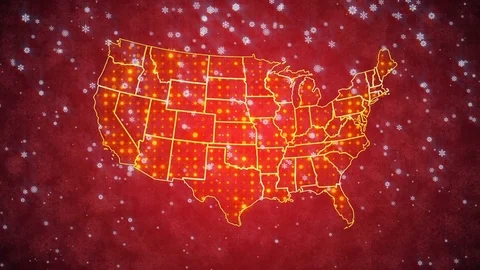Red Snowy Looped Backgrounds Map of the ... | Stock Video | Pond5