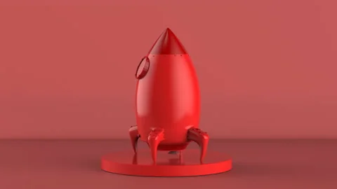 red space shuttle on red background | Stock Video | Pond5