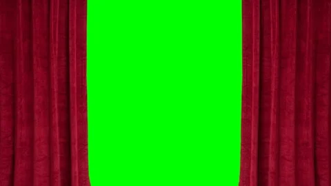 Red Stage Curtain Opening on Green Scree... | Stock Video | Pond5