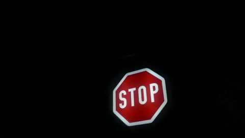 Stop Sign Light Night Stock Footage ~ Royalty Free Stock Videos | Pond5