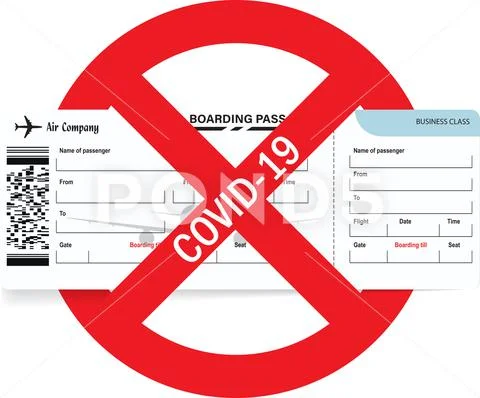 Red stop sign and boarding pass ticket. Illustration #130709832