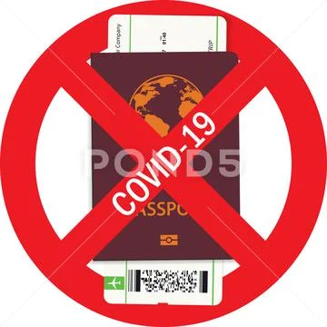 Red stop sign and boarding pass ticket. ~ Clip Art #130709919