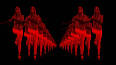 Red Strobing Marching Girl in Go Go Danc... | Stock Video | Pond5