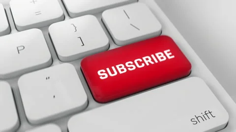 Red subscribe key button on white keyboa... | Stock Video | Pond5