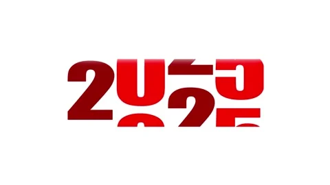 Red text 2025 counting animation on whit... | Stock Video | Pond5