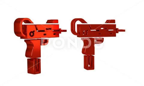 Red UZI submachine gun icon isolated on transparent background ...
