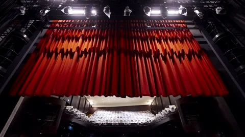 Theater Curtain Opens And Closes Stage With Spotlight 697 Theatre