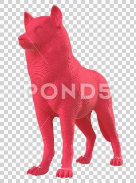 Red voxel wolf on a transparent background. Illustration #101933792