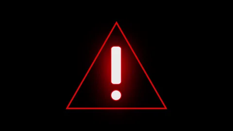 Red warning symbol. Exclamation mark on... | Stock Video | Pond5