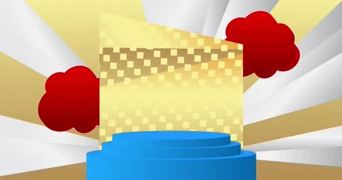 Red, white, blue and gold product podium... | Stock Video | Pond5