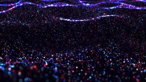 Red white cyber sea waves floating dots ... | Stock Video | Pond5