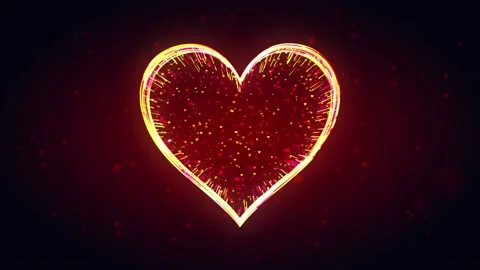 Red Yellow Shiny Heart Shape 3d Lines Ef... | Stock Video | Pond5