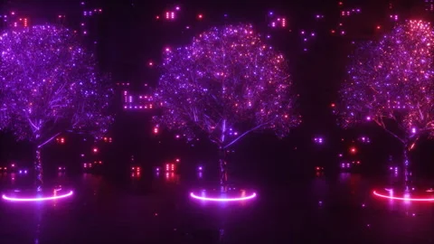 Reflectd Neon Glowing Trees Digital Back... | Stock Video | Pond5