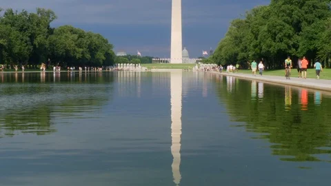 The reflecting pool at the national mall... | Stock Video | Pond5
