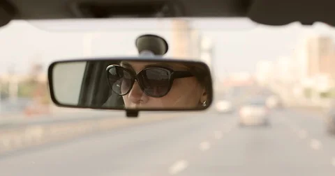 Eyes In Rear View Mirror Stock Video Footage | Royalty Free Eyes In ...