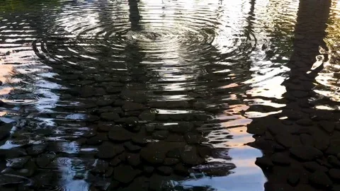 Reflection pond with bubbler water featu... | Stock Video | Pond5