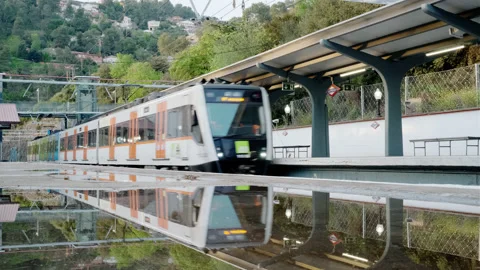 Reflection of train in water | Stock Video | Pond5