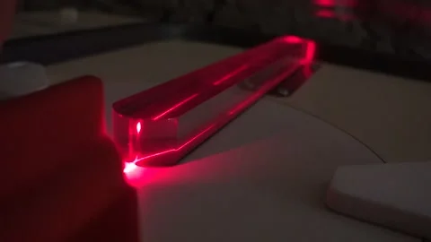 Refraction of a laser beam on a glass ed... | Stock Video | Pond5