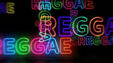 Reggae music neon symbol 3d flight betwe... | Stock Video | Pond5